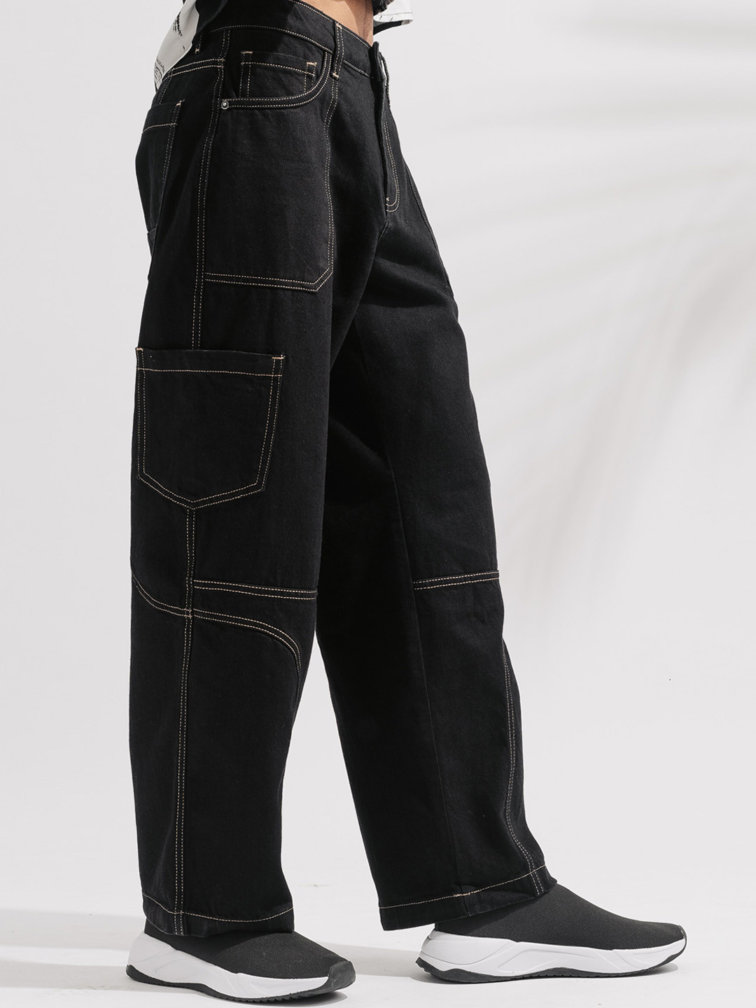 Buy FREAKINS Men Straight Fit High Rise Pure Cotton Cargo Jeans - Jeans ...