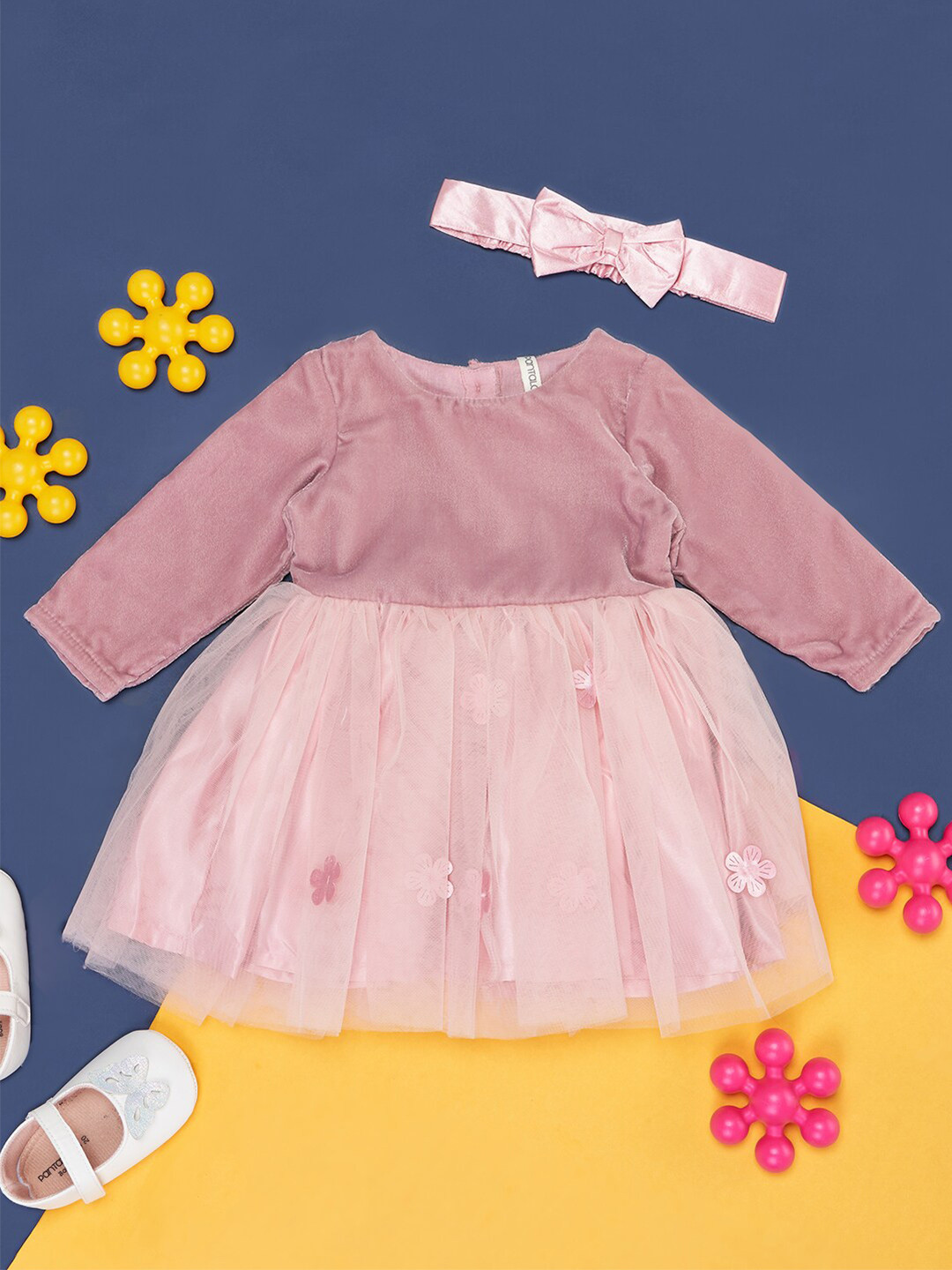 Buy Pantaloons Baby Infant Girls Round Neck Cotton Fit & Flare Dress ...