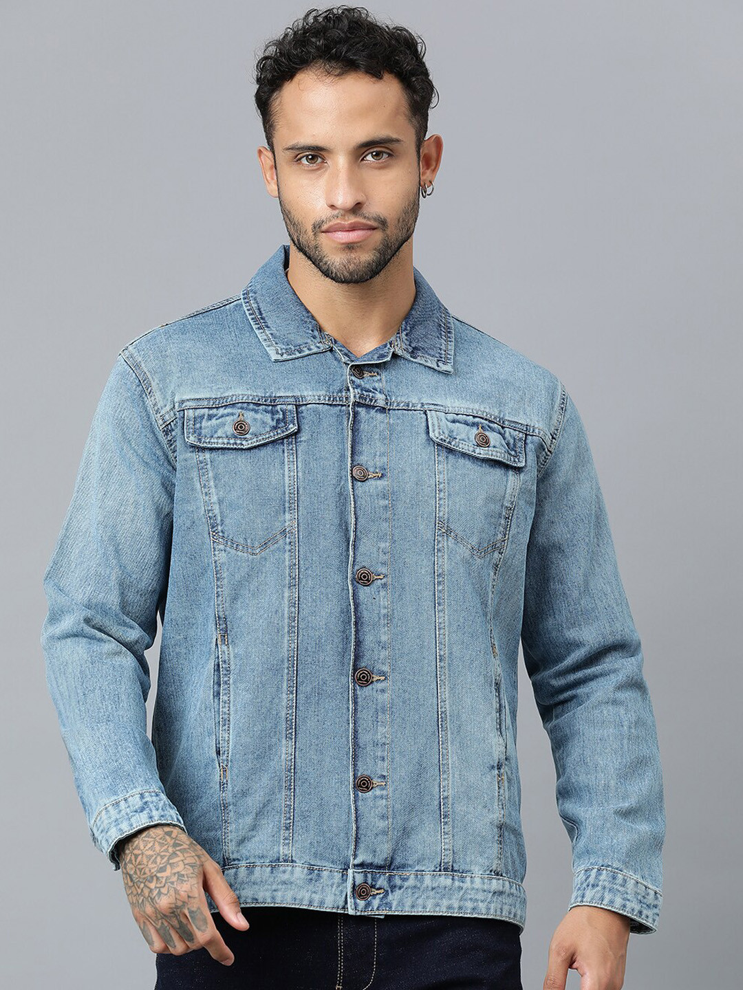 Buy Code 61 Washed Cotton Denim Jacket - Jackets for Men 25866342 | Myntra