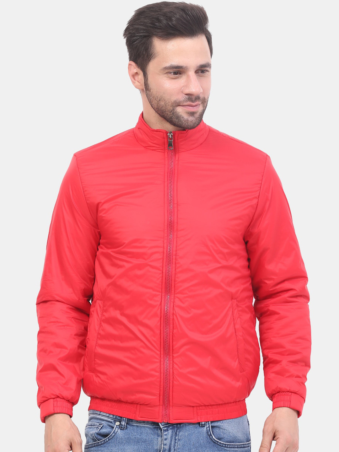 Buy Mast & Harbour Red Stand Collar Puffer Jacket - Jackets for Men ...