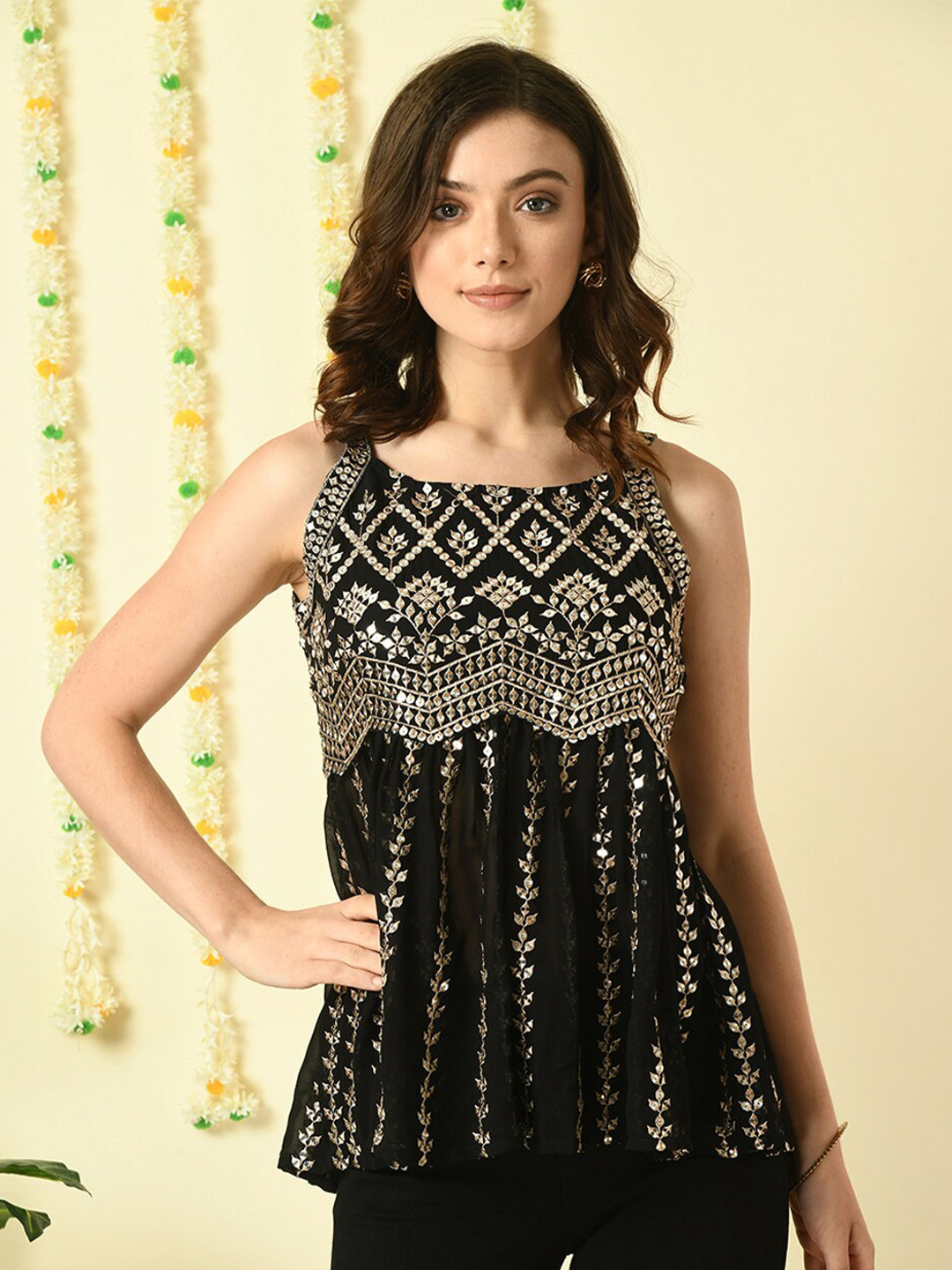 Buy Myshka Embroidered Georgette Fusion Top - Tops for Women 25870294 ...