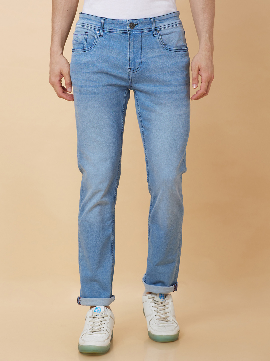 Buy Being Human Men Slim Straight Fit Mid Rise Light Fade Stretchable ...