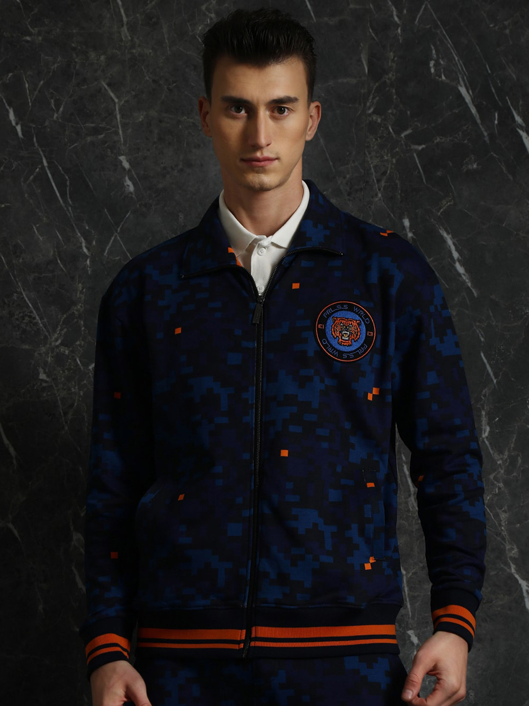 Buy Breakbounce Navy Blue Oversized Cotton Bomber Jacket - Jackets for ...