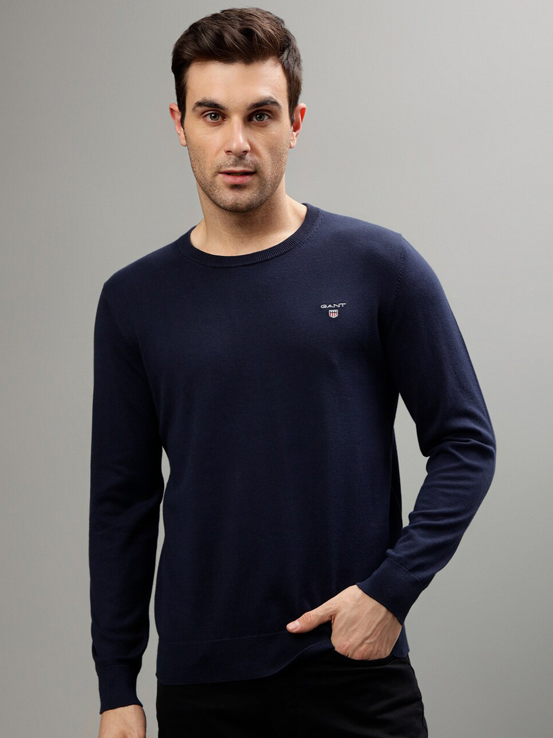 Buy GANT Round Neck Pure Cotton Pullover - Sweaters for Men 25876306 ...