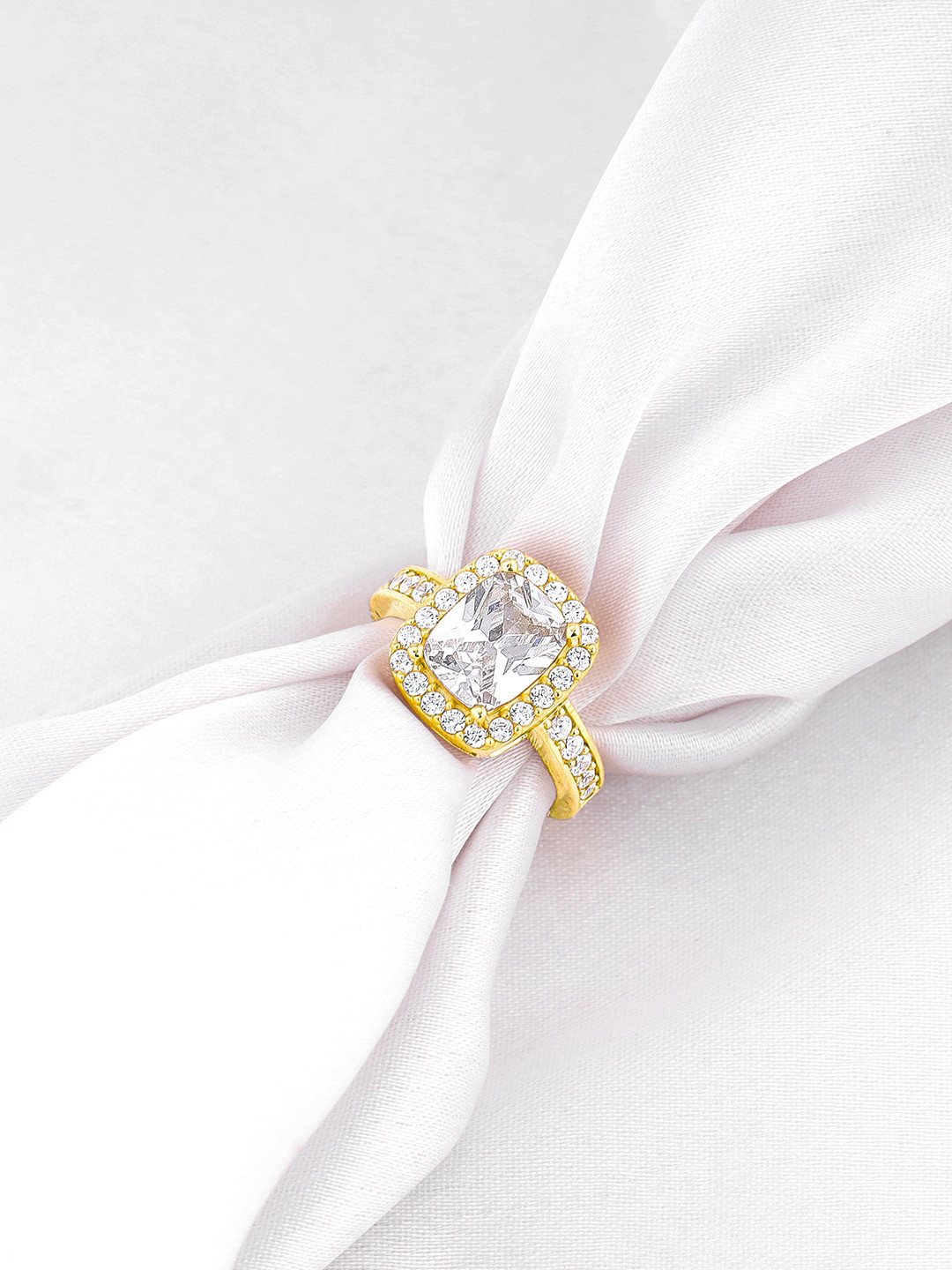 Buy GIVA 925 Sterling Silver Gold Plated Stone Studded Finger Ring ...