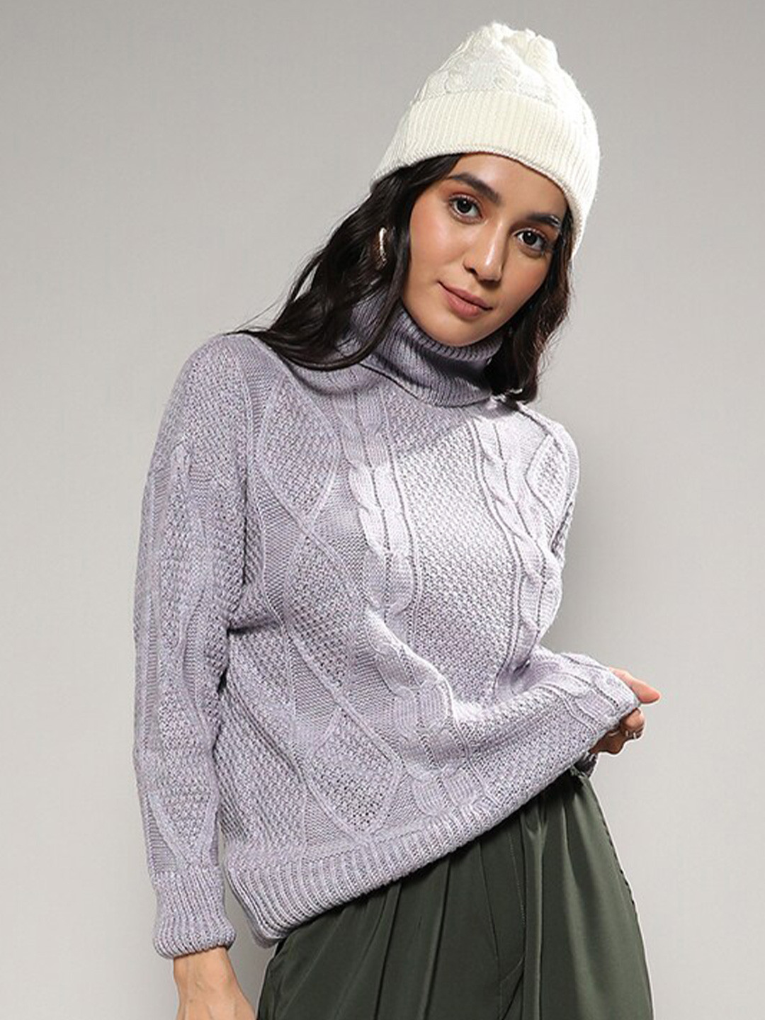 Buy Campus Sutra Self Designed Turtle Neck Woollen Pullover - Sweaters ...