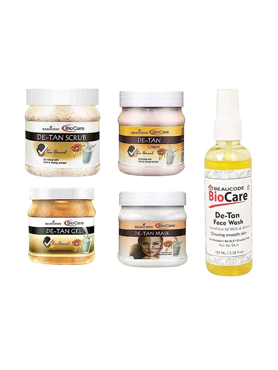 Buy BEAUCODE BIOCARE 5 Pcs De Tan Facial Kit 250g Each With De Tan Face ...