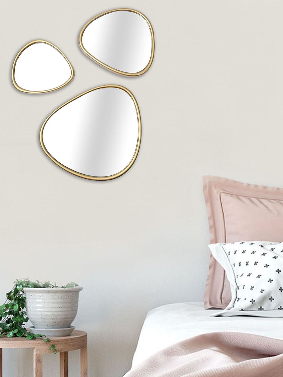 Buy MARKET99 Gold And Silver 3 Pieces Abstract Shaped Wall Mirrors ...