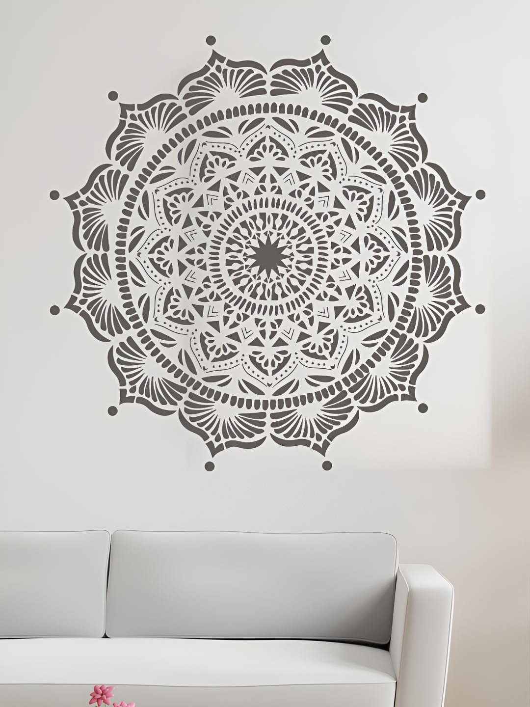 Buy KAYRA DECOR White Secret Symmetry Design Wall Stencil - Decals And ...