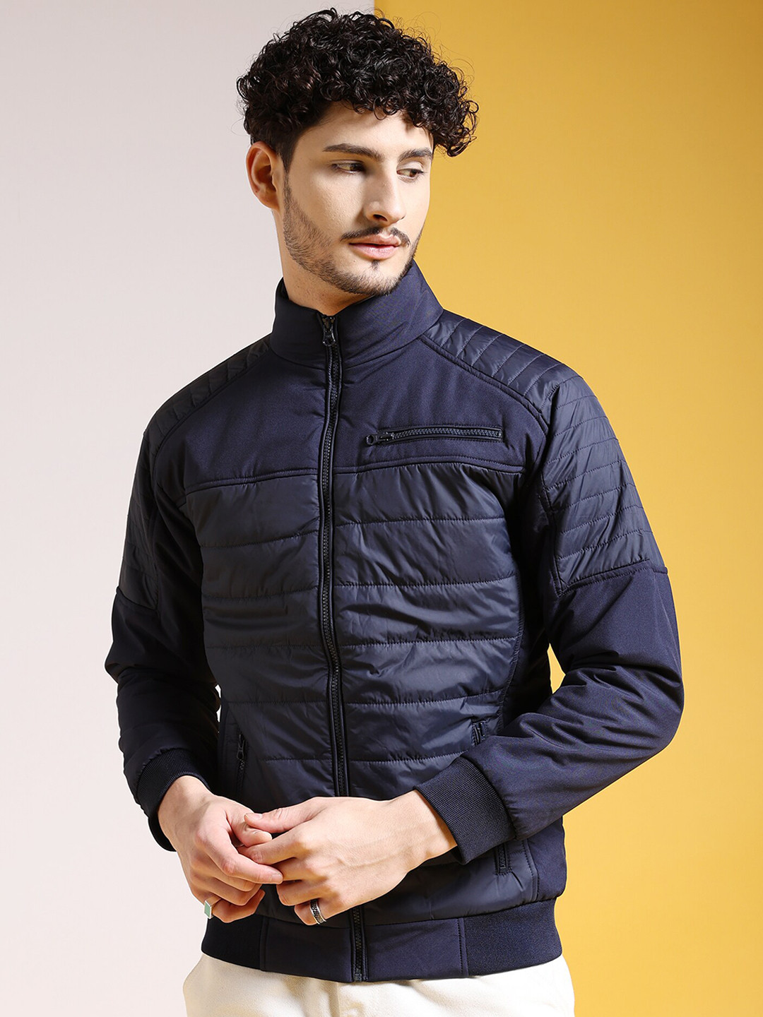 Buy The Indian Garage Co Navy Blue Lightweight Padded Jacket - Jackets ...
