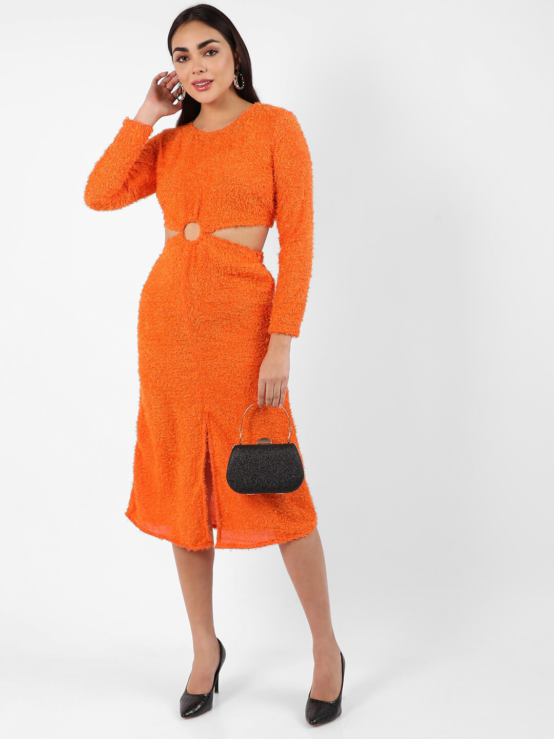 Buy Campus Sutra Orange Coloured Cut Outs Sheath Midi Dress - Dresses ...