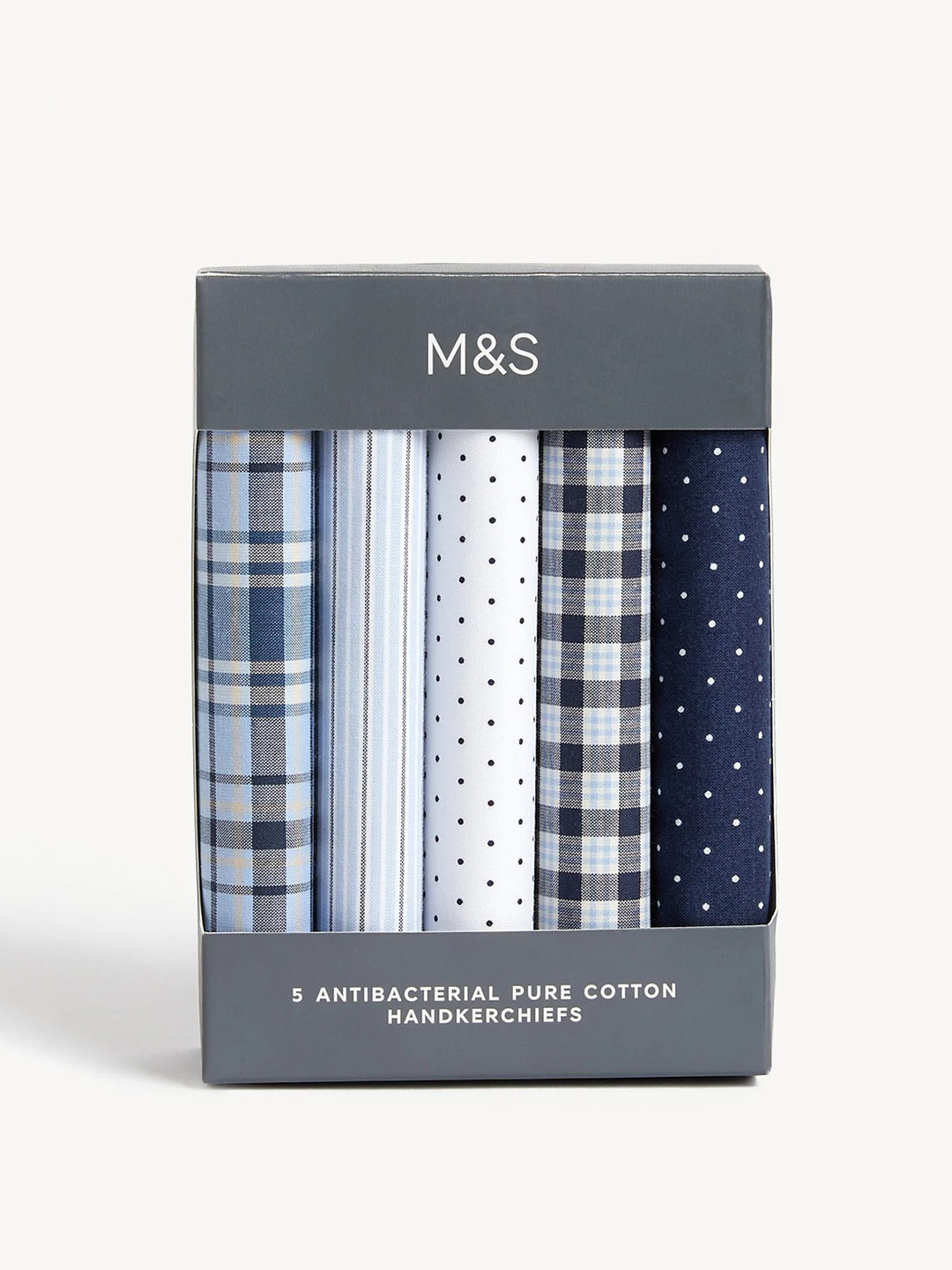 Buy Marks & Spencer Men Pack Of 5 Printed Pure Cotton Handkerchief ...