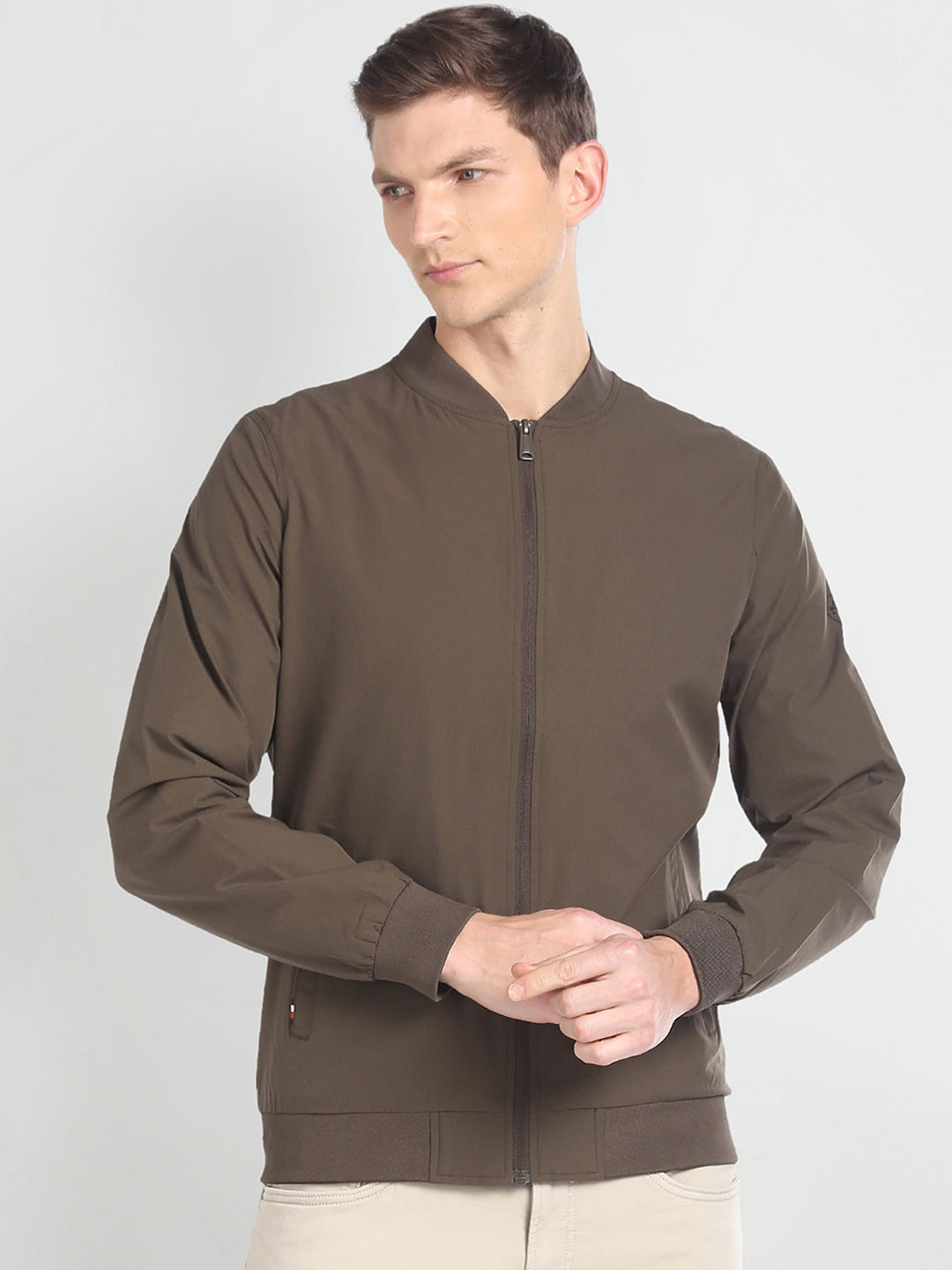 Buy Arrow Sport Mock Collar Long Sleeves Windcheater Bomber Jacket ...