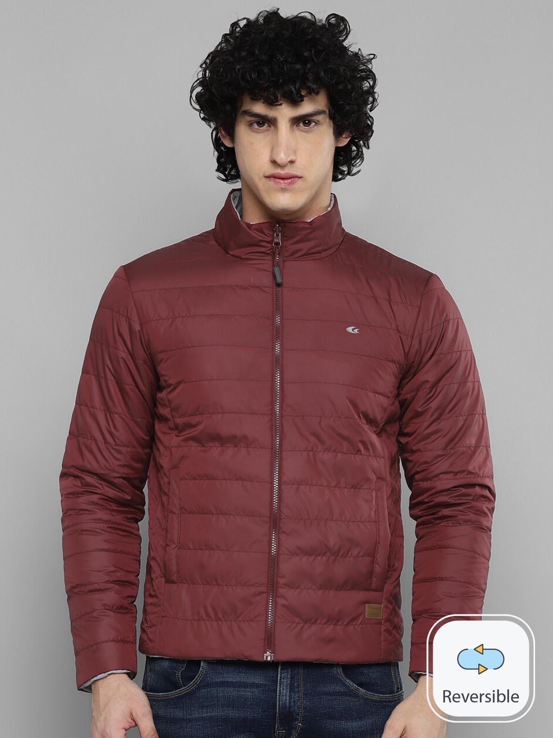 Buy Allen Cooper Mock Collar Water Repellent Reversible Padded Jacket ...