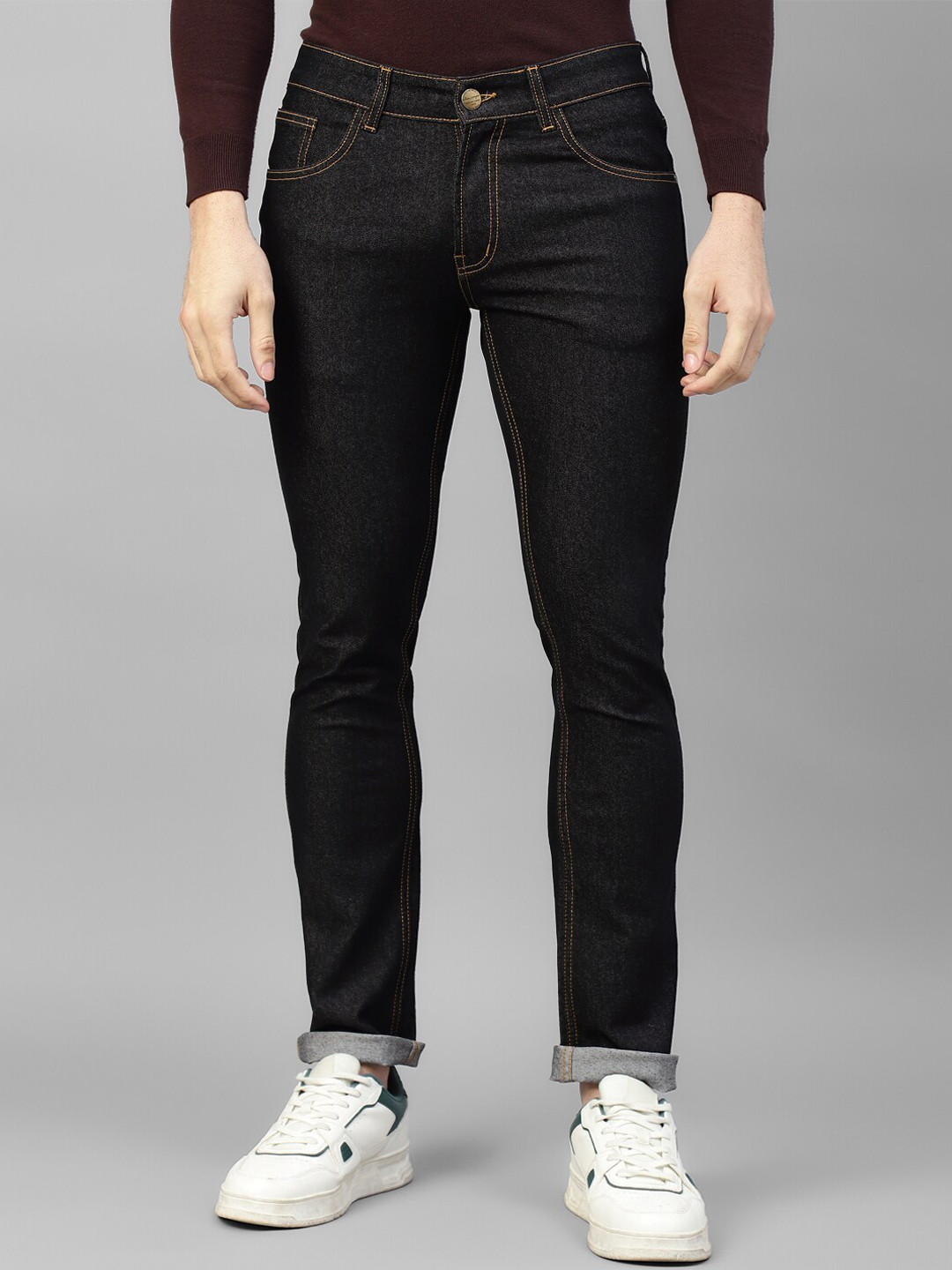 Buy Allen Cooper Men Slim Fit Mid Rise Dark Shade Clean Look ...