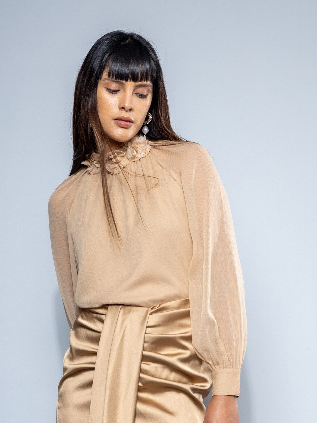 Buy H&M High Neck Flower Applique Top - Tops for Women 25892740 | Myntra