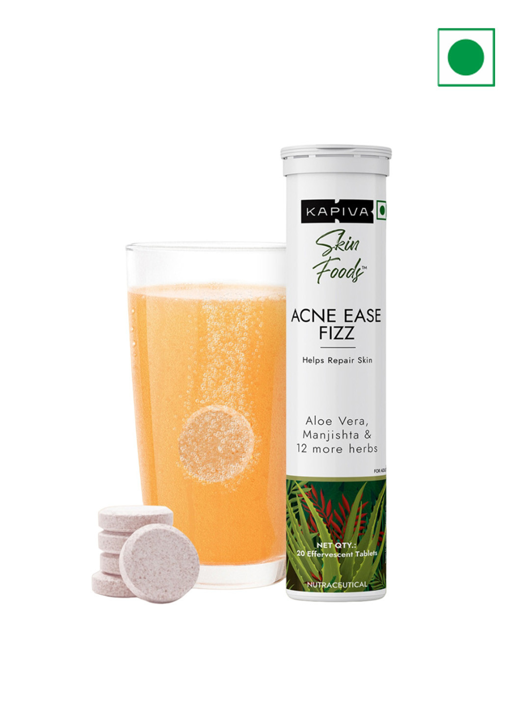 Buy Kapiva Skin Foods Acne Ease Fizz Tablets To Helps Repair Skin 20 ...