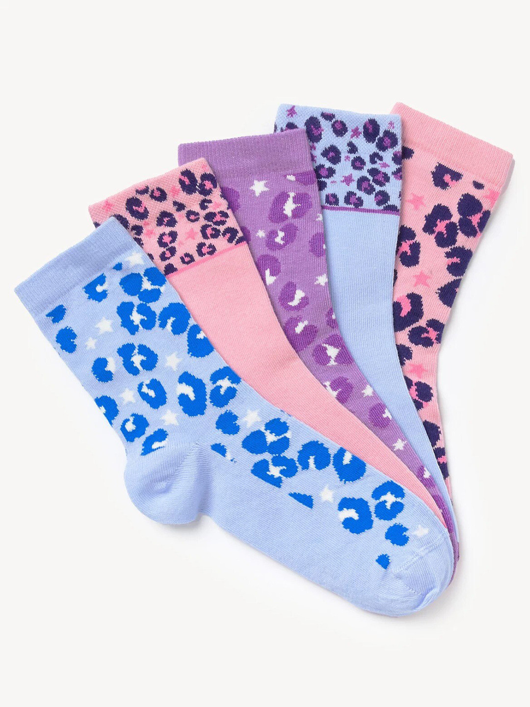 Buy Marks & Spencer Girls Pack Of 5 Leopard Printed Calf Length Socks ...