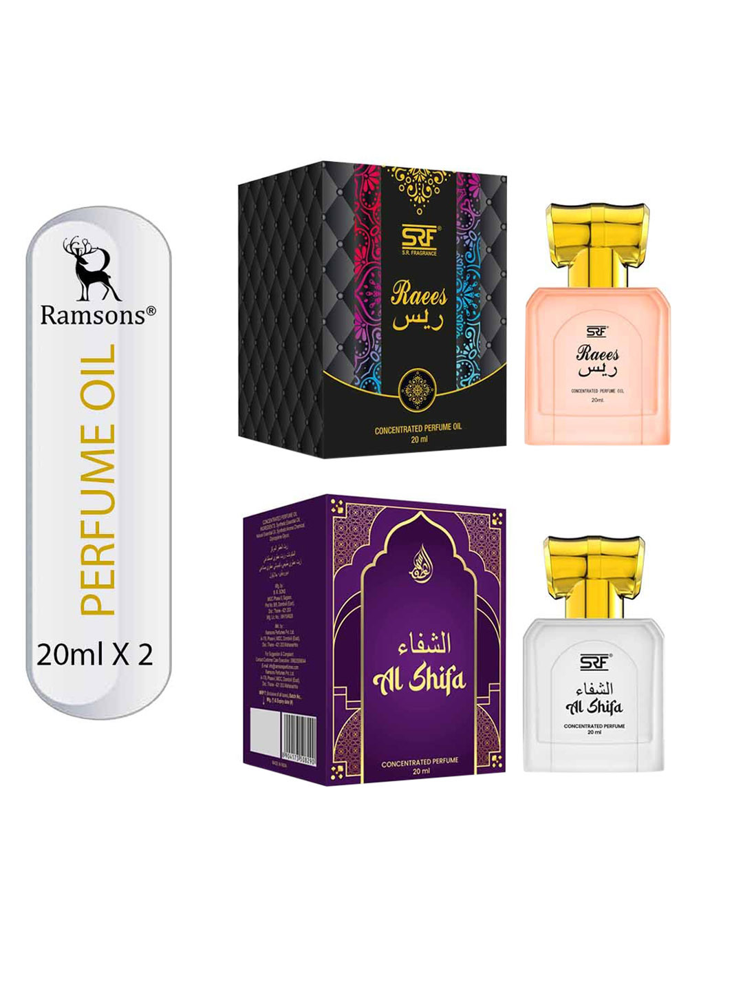 Buy Ramsons SRF Set Of 2 Al Shifa & Raees Concentrated Perfume Oil 20ml ...