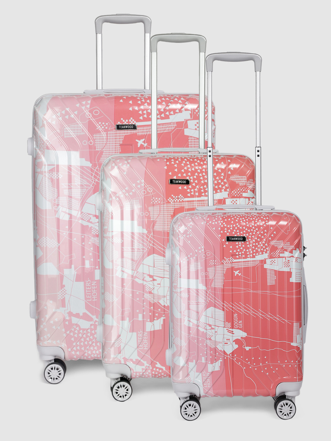 Buy Teakwood Leathers Set Of 3 Map Printed 360 Degree Rotation Hard ...