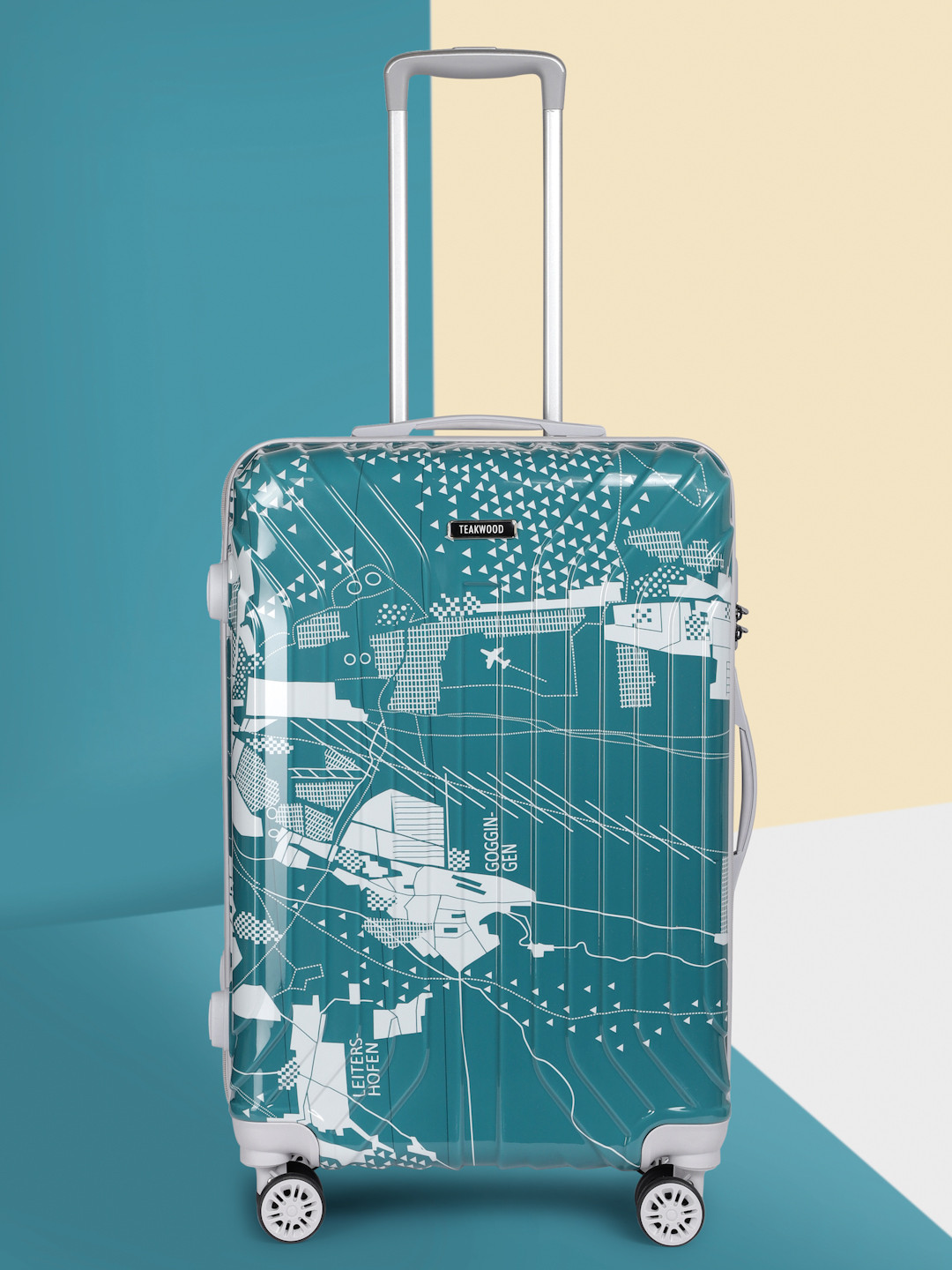 Buy Teakwood Leathers Map Printed 360 Degree Rotation Hard Medium Sized ...