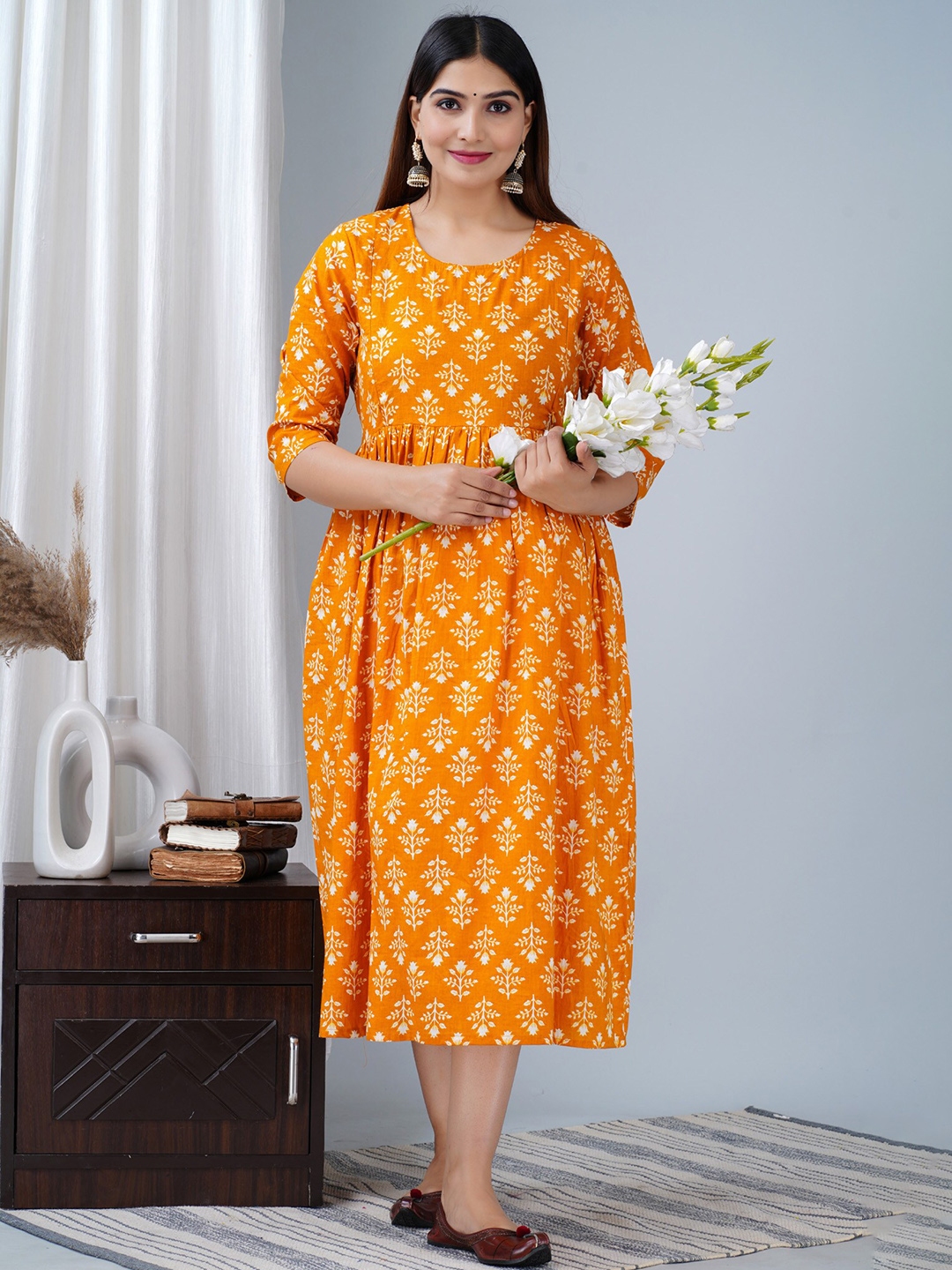Buy Baesd Maternity Ethnic Motifs Printed Fit And Flare Ethnic Dress