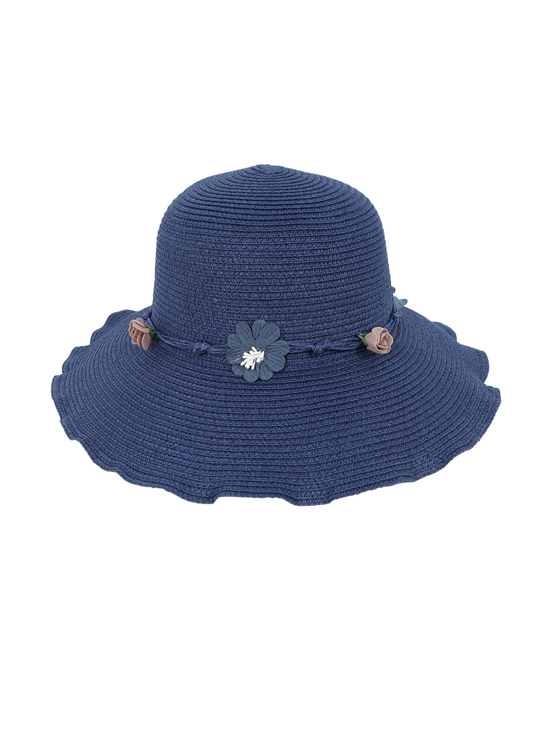 Buy FabSeasons Self Design Sun Hat With Floral Details - Hat for Women ...