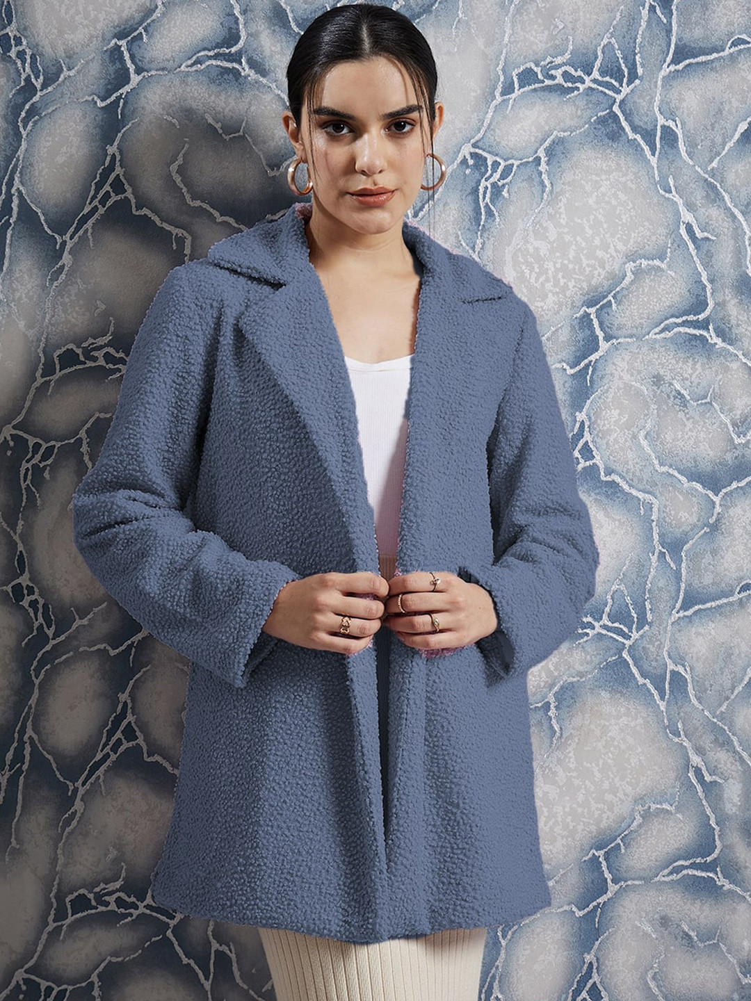 Buy Athena Textured Woollen Front Open Overcoat - Coats for Women ...