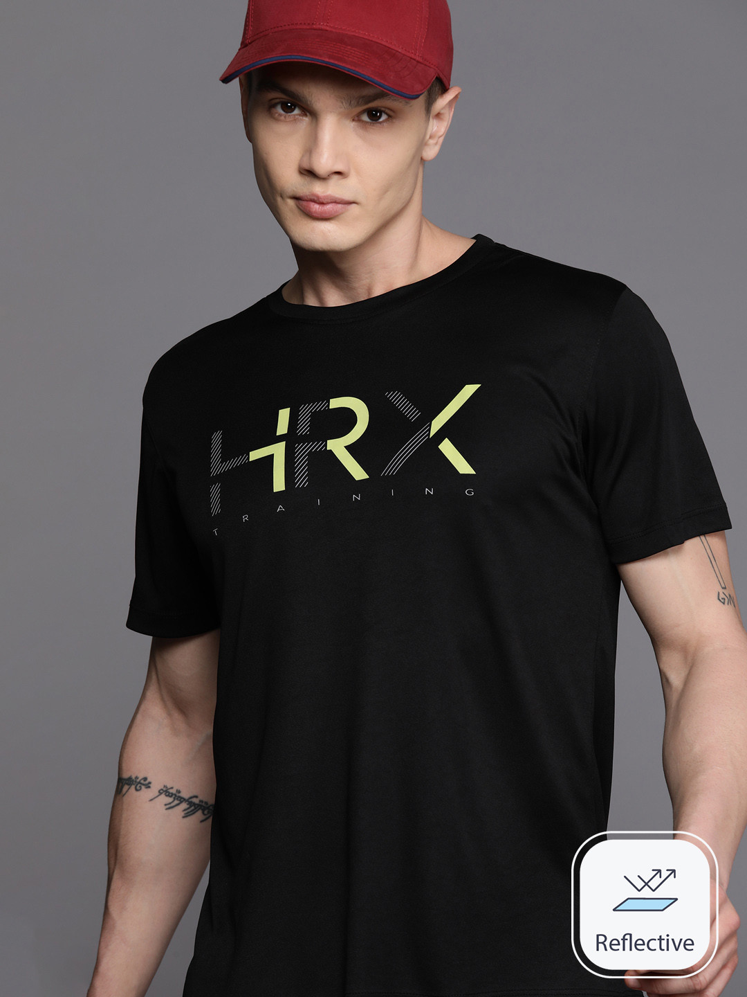 Buy HRX By Hrithik Roshan Men Brand Logo Printed Regular Fit T Shirt ...