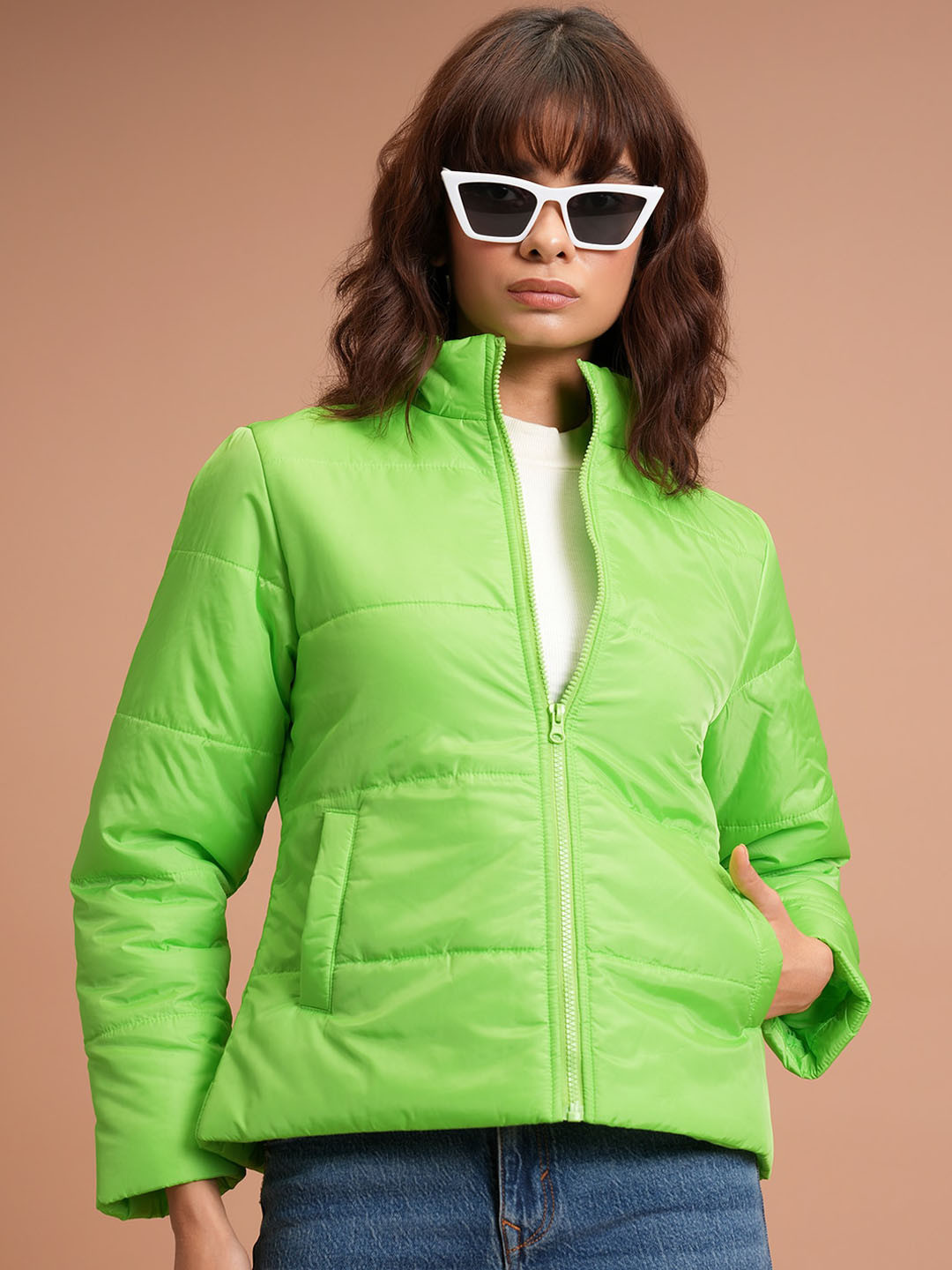 Buy Tokyo Talkies Mock Collar Padded Jacket - Jackets for Women ...