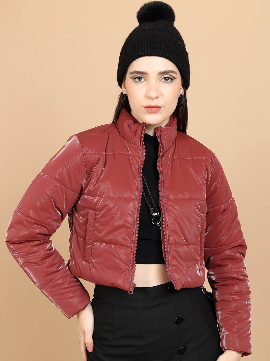 Buy KETCH Mock Collar Cropped Padded Jacket - Jackets for Women ...