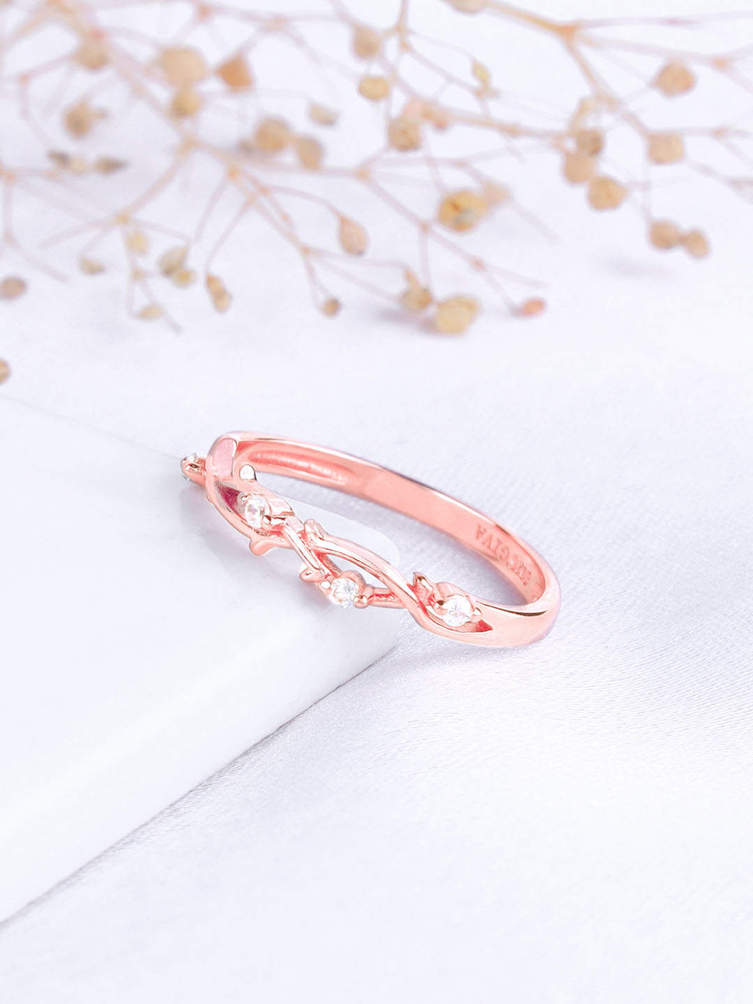 Buy GIVA 925 Sterling Silver Rose Gold Plated Cubic Zirconia Studded ...