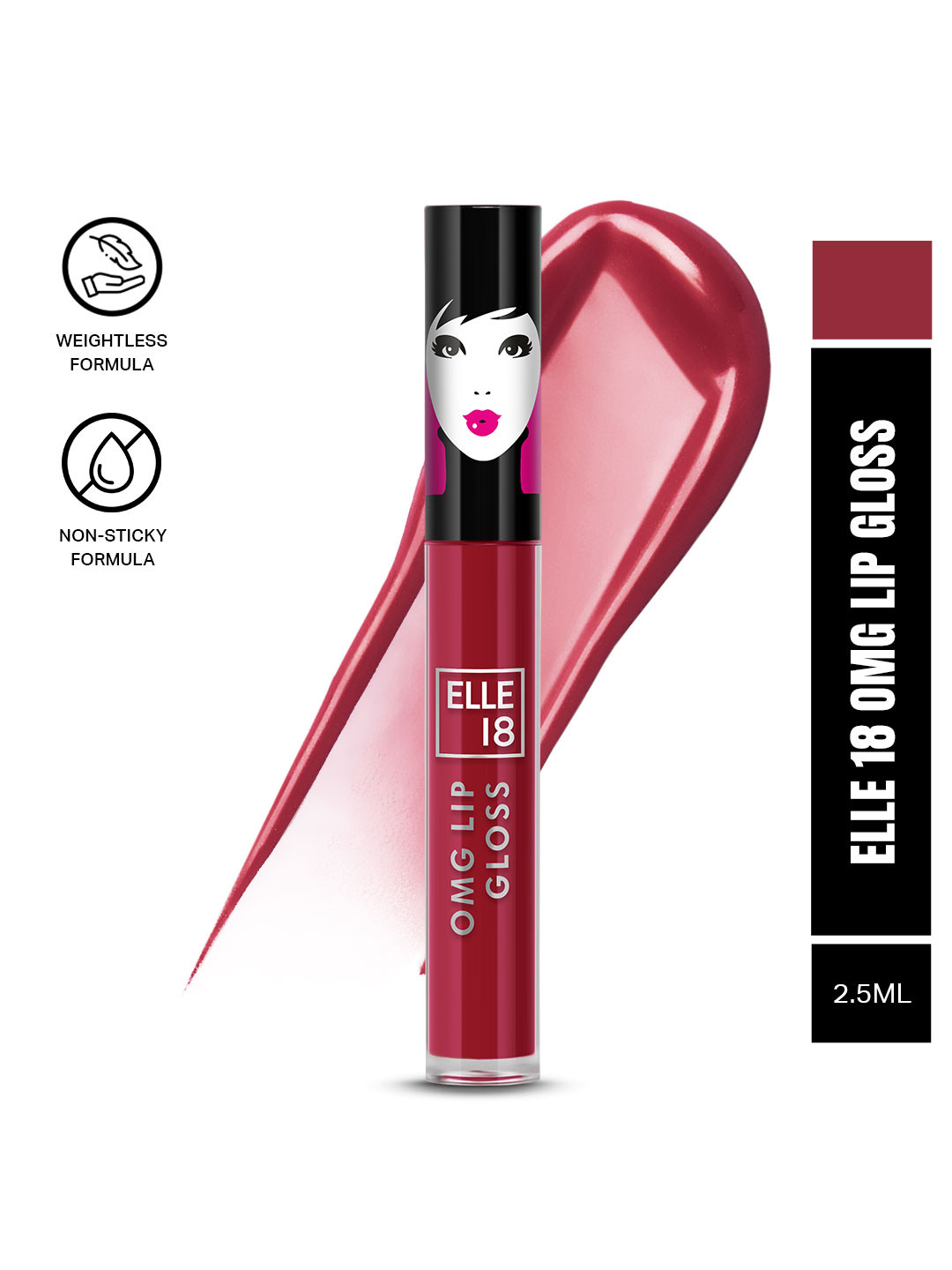 Buy ELLE 18 Lightweight OMG Lip Gloss With Jojoba Oil & Olive Oil 2.5 ...