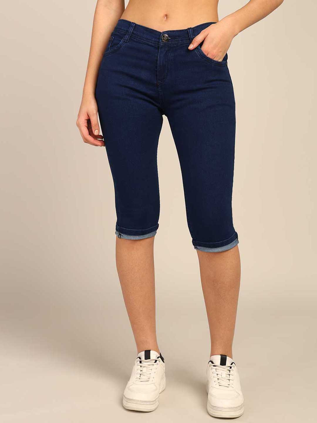 Buy Nifty Women Denim Stretchable Skinny Fit Capris - Capris for Women ...