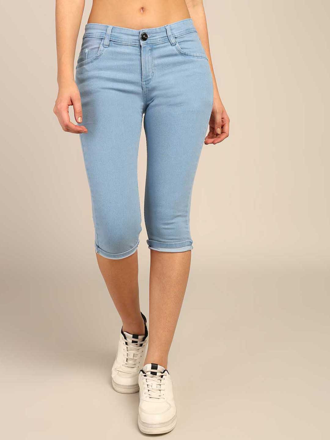 Buy Nifty Women Denim Stretchable Skinny Fit Capris - Capris for Women ...