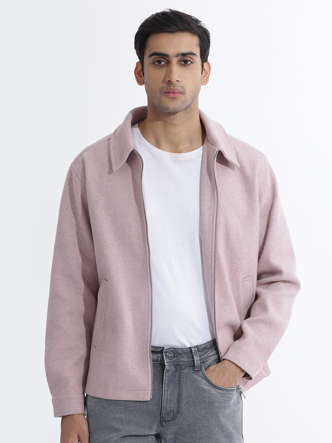 Buy RARE RABBIT Men Tweeder Tailored Fit Mock Collar Open Front Jacket ...