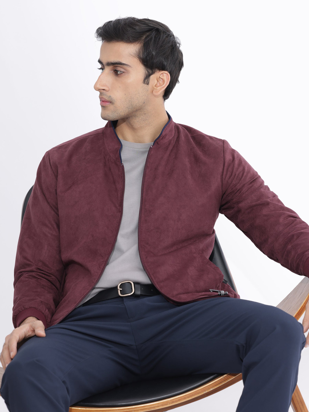 Buy RARE RABBIT Men Henron Regular Fit Stand Collar Bomber Jacket ...