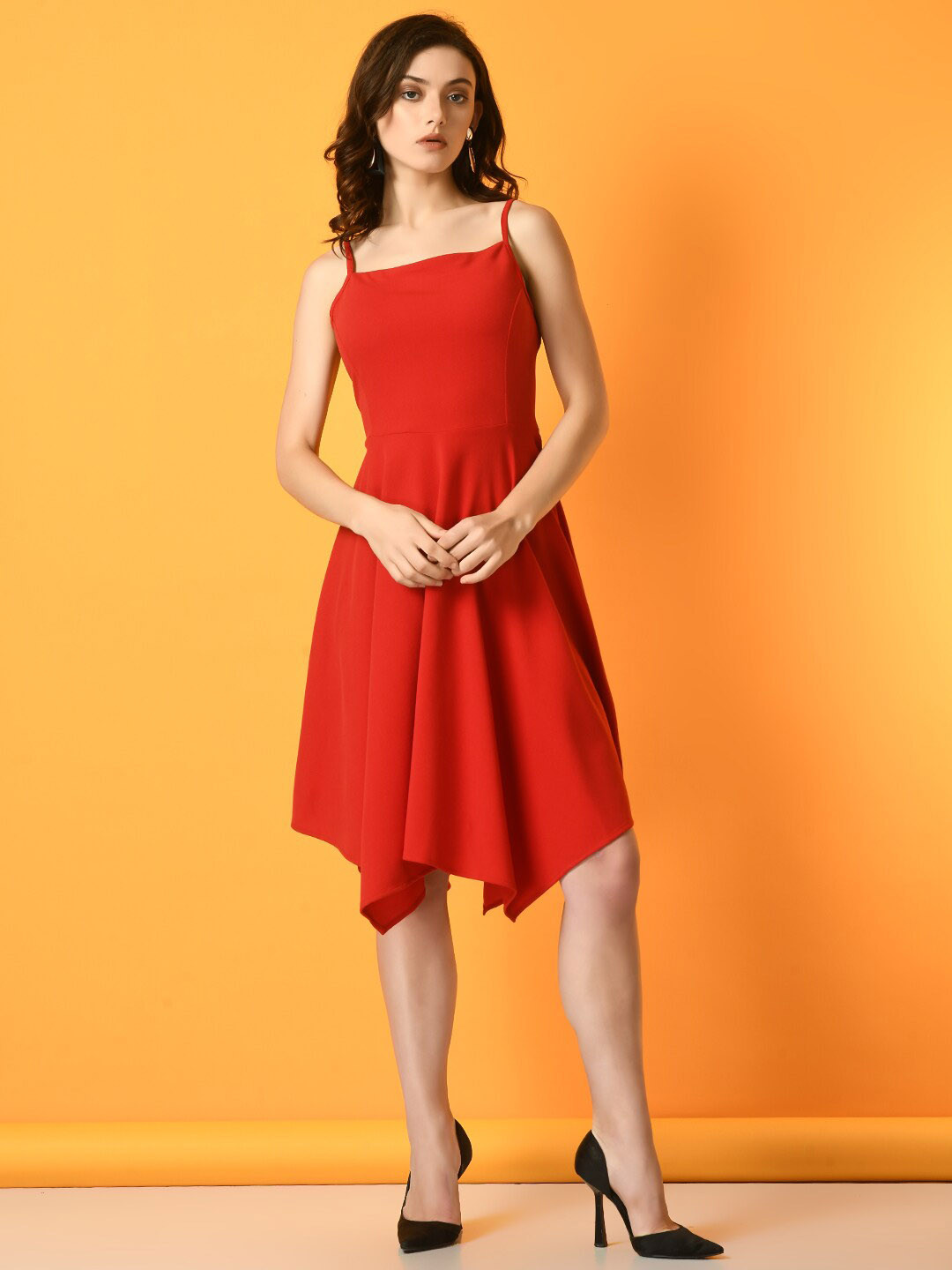 Buy DressBerry Red Shoulder Straps A Line Dress - Dresses for Women ...