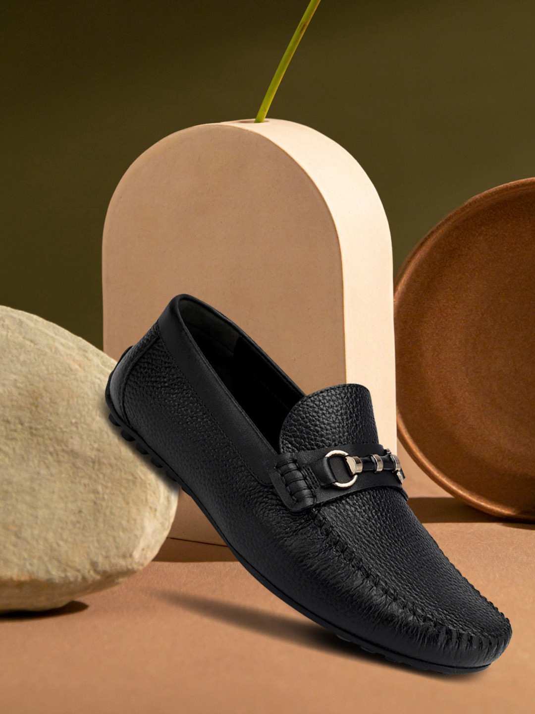 Buy ROSSO BRUNELLO Men Textured Leather Formal Horsebit Loafers ...