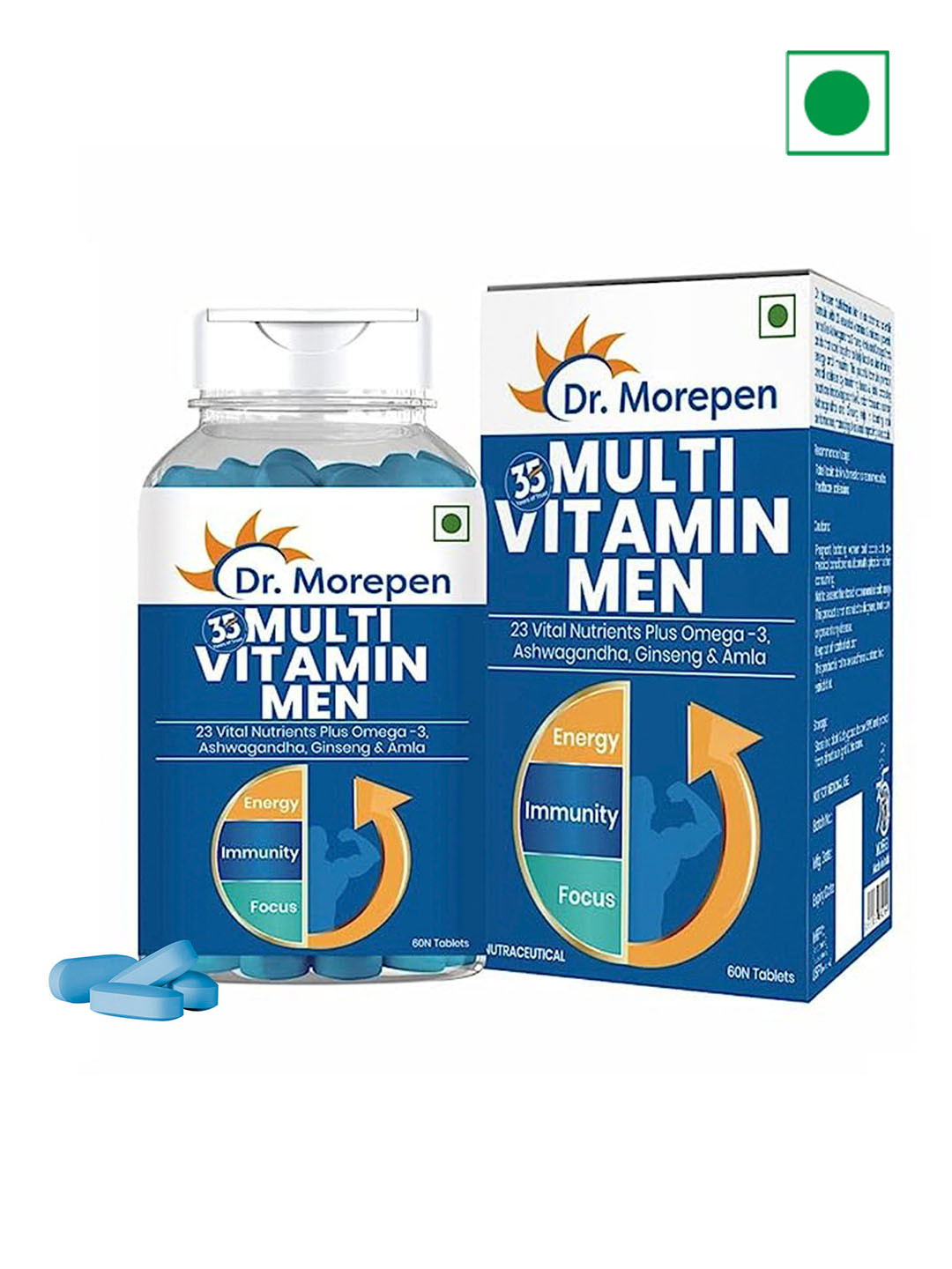 Buy Dr. Morepen Multivitamin Men With Omega 3 & Herbs For Energy ...