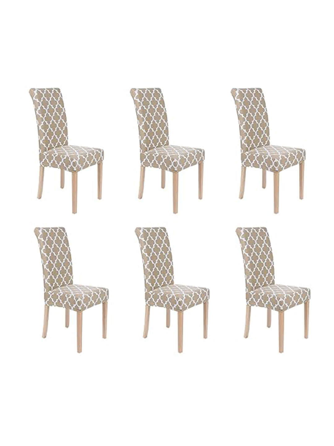 Buy TONY STARK Beige Set Of 6 Diamond Printed Chair Cover - Chair Cover ...