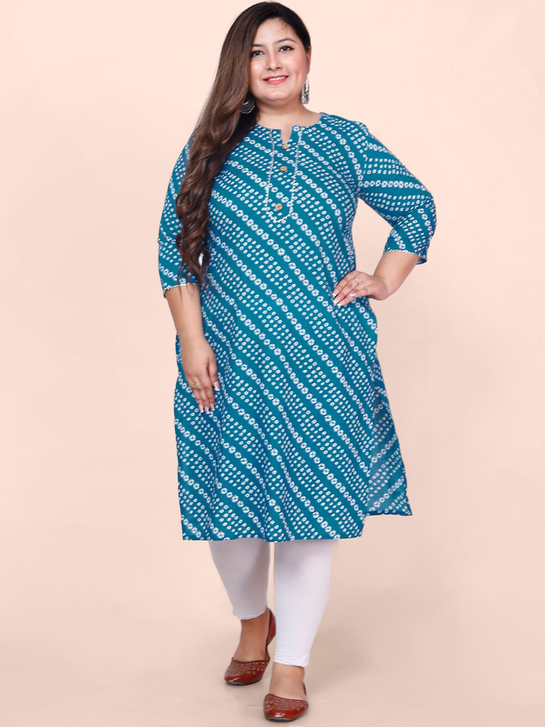 Buy Jevi Prints Plus Size Bandhani Printed Gotta Patti Block Print ...