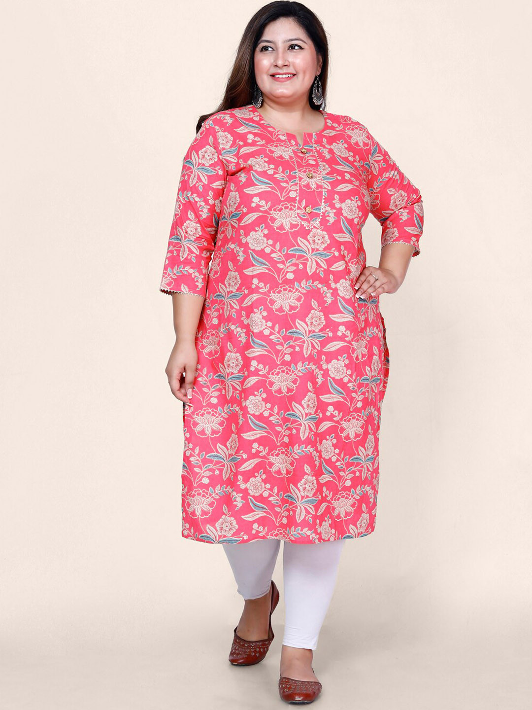 Buy Jevi Prints Plus Size Floral Printed Gotta Patti Block Print Cotton ...