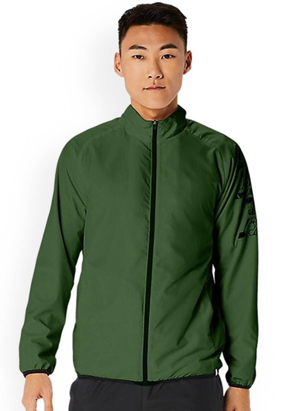 Buy ASICS Men Hex Graphic Printed Woven Mock Collar Sporty Jacket ...