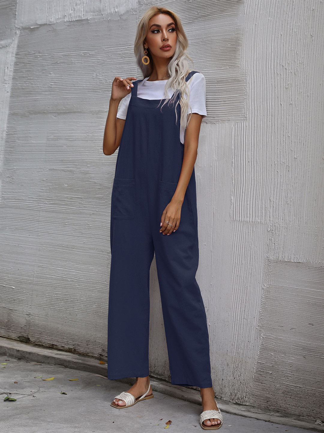 Buy StyleCast Navy Blue Shoulder Strap Dungaree - Dungarees for Women ...