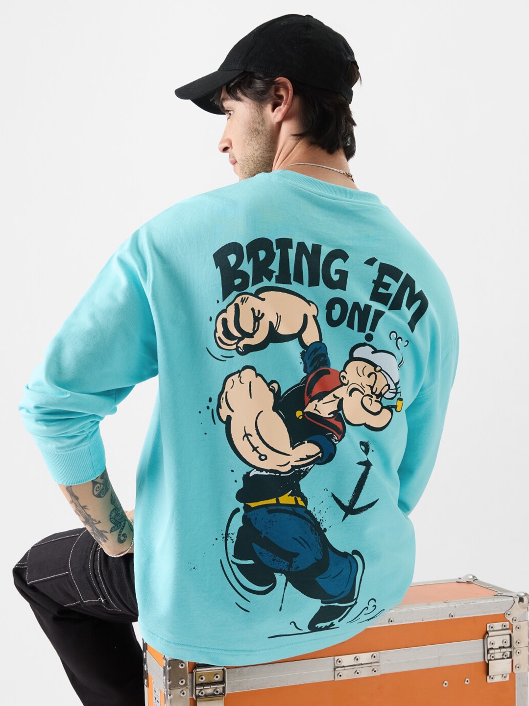 Buy The Souled Store Popeye Bring Em On Printed Pure Cotton Oversized T