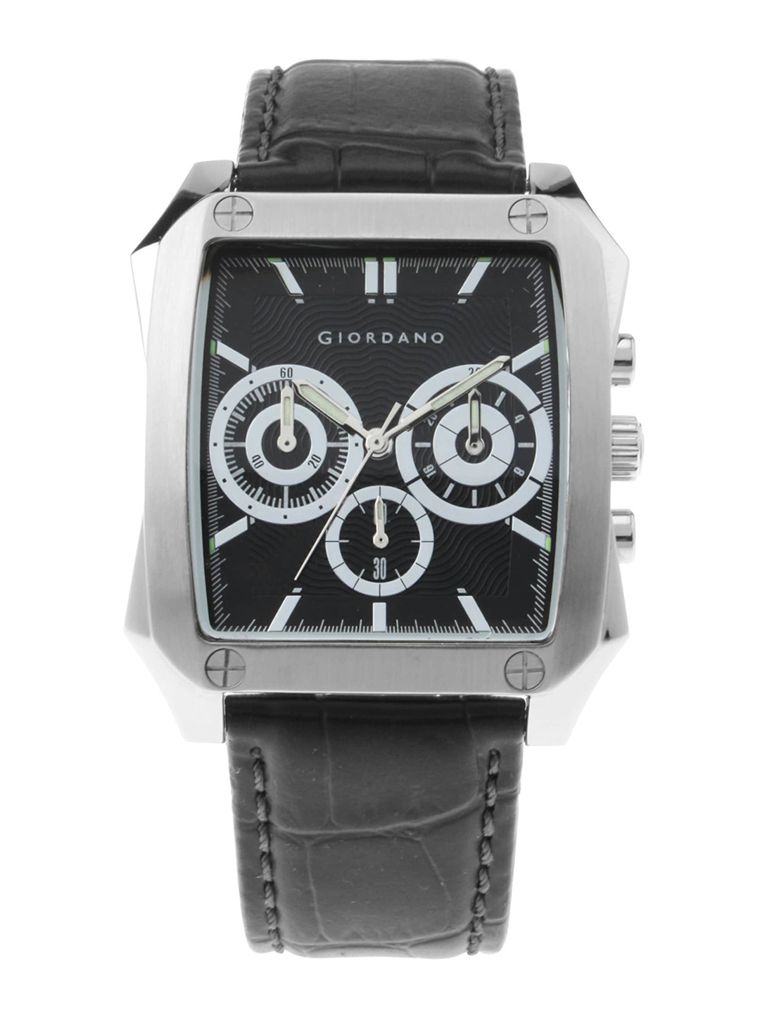 Buy GIORDANO Men Rectangular Textured Leather Straps Analogue Watch ...