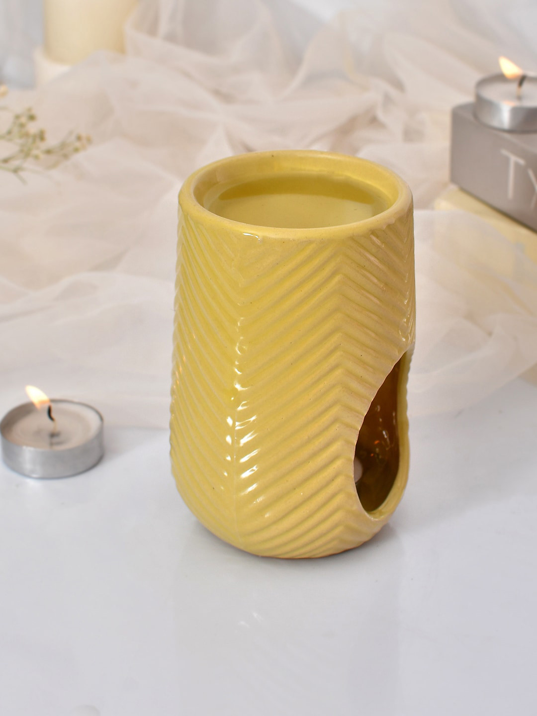 Buy TAYHAA Yellow Ceramic Oval Shape Aroma Oil Diffusers - Aroma Oil Diffusers for Unisex ...