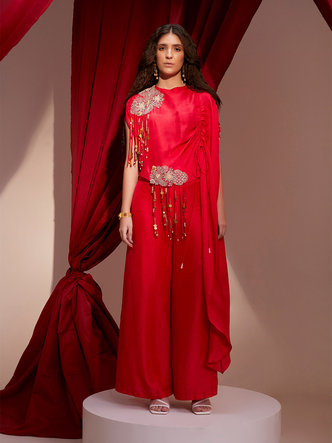 Buy NEHHA NHATA Embellished Pure Silk Ethnic Top With Palazzos - Co ...
