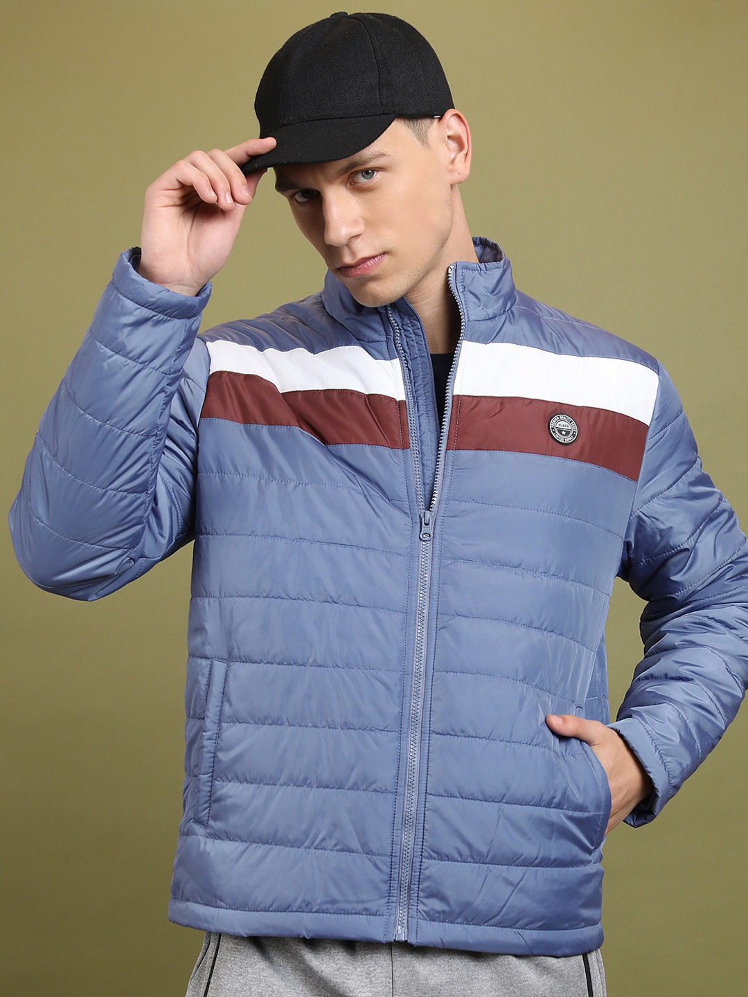 Buy HIGHLANDER Colourblocked High Neck Puffer Jacket - Jackets for Men ...